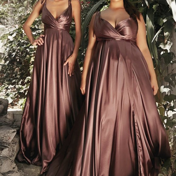 Cinderella | Dresses | Mahogany Flowy Satin Aline Evening Party Prom Wedding Formal Dress Gown ...